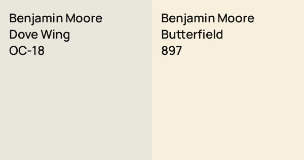 Benjamin Moore Dove Wing vs. Benjamin Moore Butterfield comparison