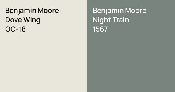 Benjamin Moore Dove Wing vs. Benjamin Moore Night Train comparison