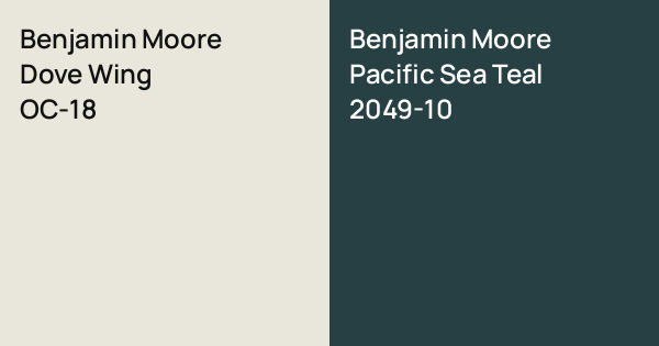 Benjamin Moore Dove Wing vs. Benjamin Moore Pacific Sea Teal comparison