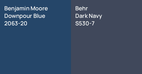 Benjamin Moore Downpour Blue vs. Behr Dark Navy comparison