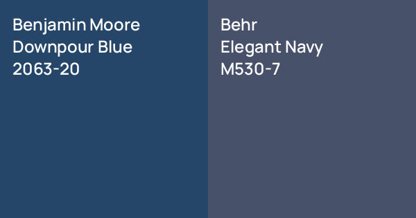 Benjamin Moore Downpour Blue vs. Behr Elegant Navy comparison