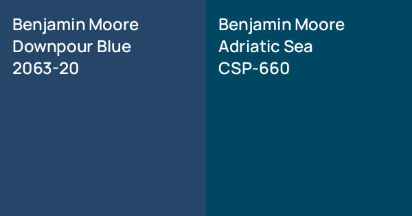 Benjamin Moore Downpour Blue vs. Benjamin Moore Adriatic Sea comparison