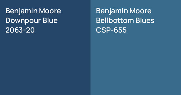 Benjamin Moore Downpour Blue vs. Benjamin Moore Bellbottom Blues comparison