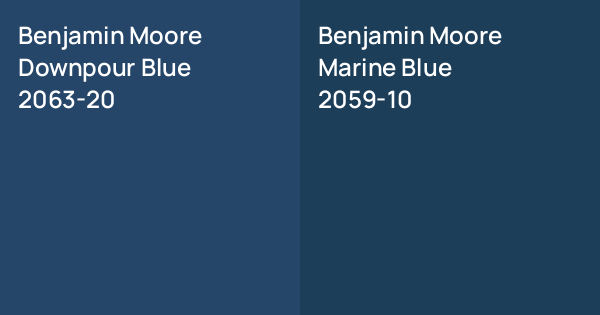 Benjamin Moore Downpour Blue vs. Benjamin Moore Marine Blue comparison