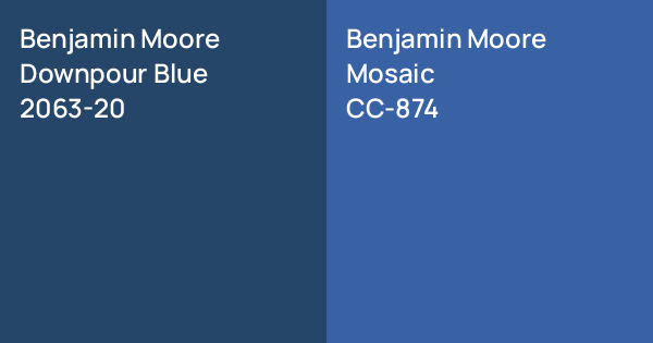 Benjamin Moore Downpour Blue vs. Benjamin Moore Mosaic comparison