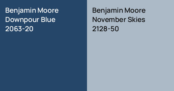 Benjamin Moore Downpour Blue vs. Benjamin Moore November Skies comparison