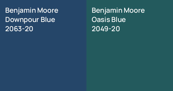 Benjamin Moore Downpour Blue vs. Benjamin Moore Oasis Blue comparison