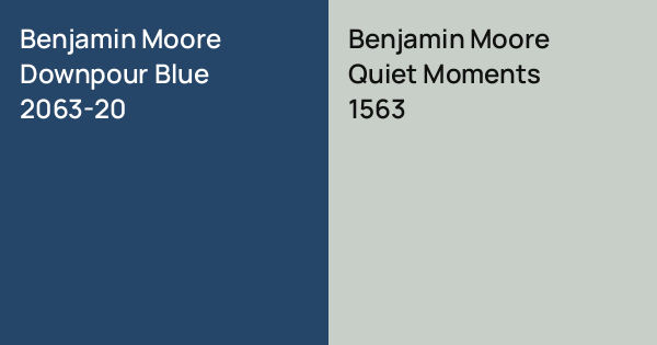 Benjamin Moore Downpour Blue vs. Benjamin Moore Quiet Moments comparison
