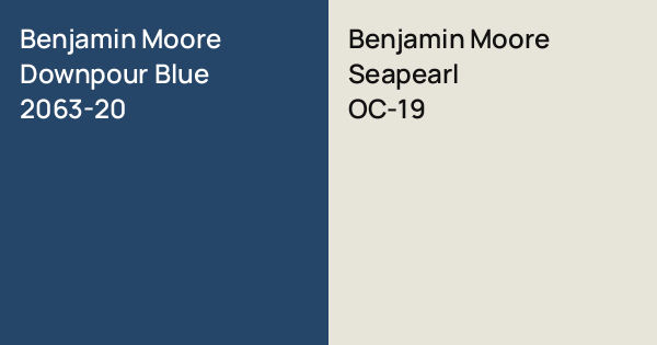 Benjamin Moore Downpour Blue vs. Benjamin Moore Seapearl comparison