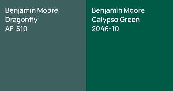 Benjamin Moore Dragonfly vs. Benjamin Moore Calypso Green comparison