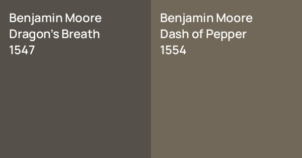 Benjamin Moore Dragon's Breath vs. Benjamin Moore Dash of Pepper comparison