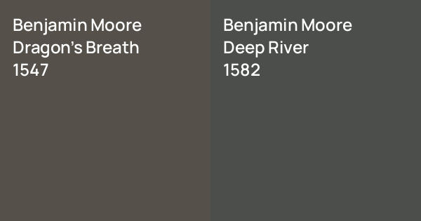 Benjamin Moore Dragon's Breath vs. Benjamin Moore Deep River comparison