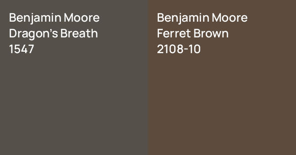 Benjamin Moore Dragon's Breath vs. Benjamin Moore Ferret Brown comparison
