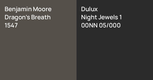 Benjamin Moore Dragon's Breath vs. Dulux Night Jewels 1 comparison