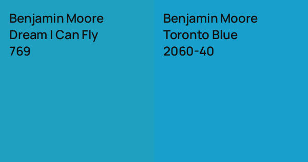 Benjamin Moore Dream I Can Fly vs. Benjamin Moore Toronto Blue comparison