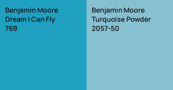 Benjamin Moore Dream I Can Fly vs. Benjamin Moore Turquoise Powder ...