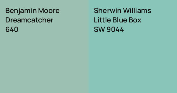 Benjamin Moore Dreamcatcher vs. Sherwin Williams Little Blue Box comparison
