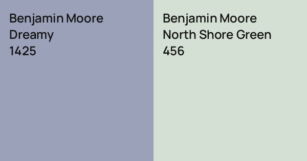 Benjamin Moore Dreamy vs. Benjamin Moore North Shore Green comparison