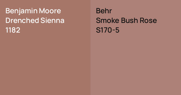 Benjamin Moore Drenched Sienna vs. Behr Smoke Bush Rose comparison