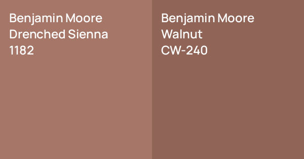 Benjamin Moore Drenched Sienna vs. Benjamin Moore Walnut comparison