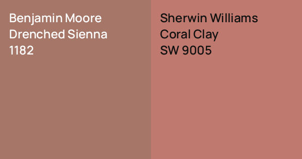 Benjamin Moore Drenched Sienna vs. Sherwin Williams Coral Clay comparison