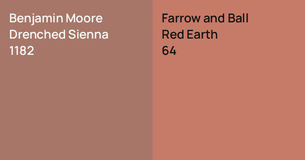 Benjamin Moore Drenched Sienna vs. Farrow and Ball Red Earth comparison
