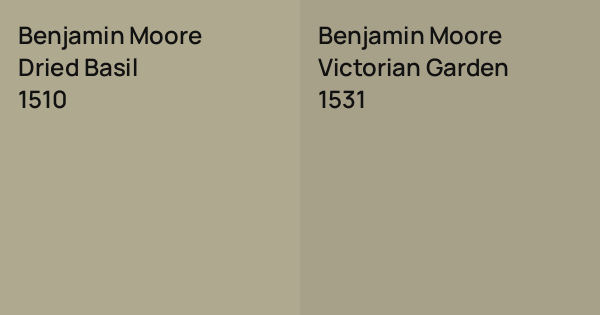 Benjamin Moore Dried Basil vs. Benjamin Moore Victorian Garden comparison