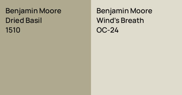 Benjamin Moore Dried Basil vs. Benjamin Moore Wind's Breath comparison