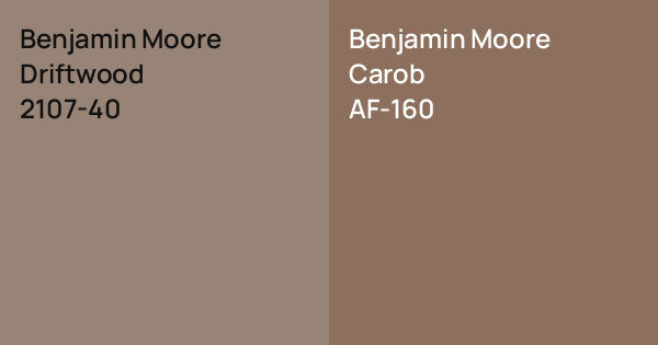 Benjamin Moore Driftwood vs. Benjamin Moore Carob comparison
