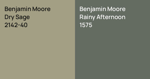 Benjamin Moore Dry Sage vs. Benjamin Moore Rainy Afternoon comparison