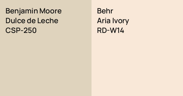 Benjamin Moore Dulce de Leche vs. Behr Aria Ivory comparison