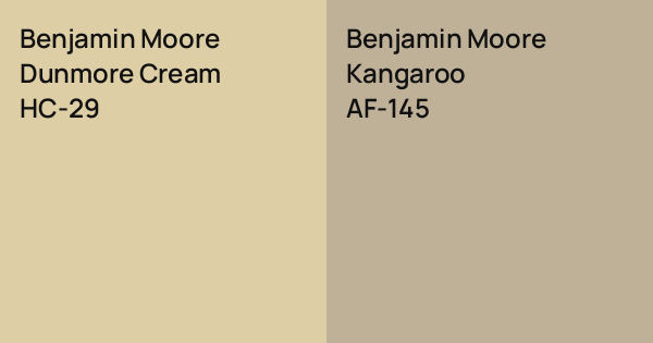 Benjamin Moore Dunmore Cream vs. Benjamin Moore Kangaroo comparison