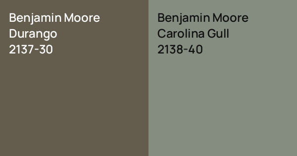 Benjamin Moore Durango vs. Benjamin Moore Carolina Gull comparison
