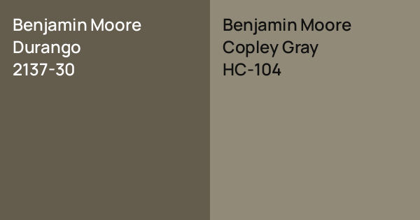 Benjamin Moore Durango vs. Benjamin Moore Copley Gray comparison