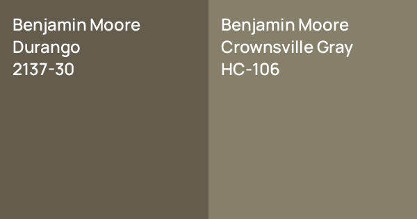 Benjamin Moore Durango vs. Benjamin Moore Crownsville Gray comparison