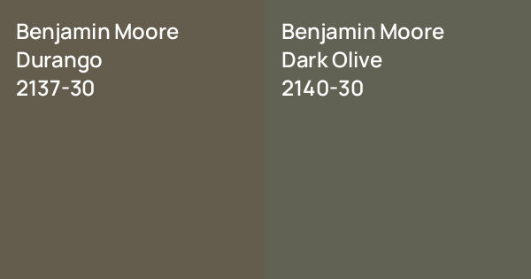 Benjamin Moore Durango vs. Benjamin Moore Dark Olive comparison