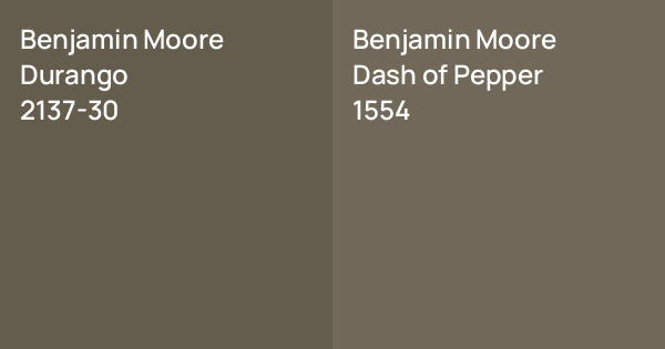 Benjamin Moore Durango vs. Benjamin Moore Dash of Pepper comparison