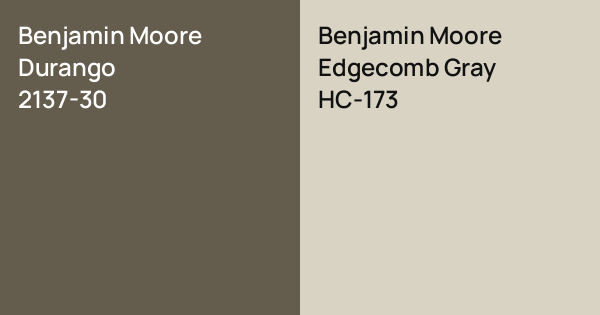 Benjamin Moore Durango vs. Benjamin Moore Edgecomb Gray comparison