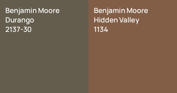 Benjamin Moore Durango vs. Benjamin Moore Hidden Valley comparison