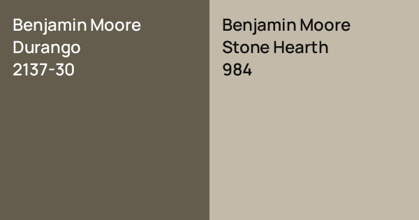 Benjamin Moore Durango vs. Benjamin Moore Stone Hearth comparison