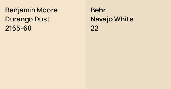 Benjamin Moore Durango Dust vs. Behr Navajo White comparison