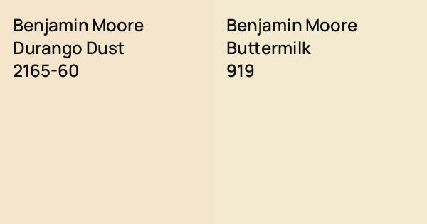 Benjamin Moore Durango Dust vs. Benjamin Moore Buttermilk comparison