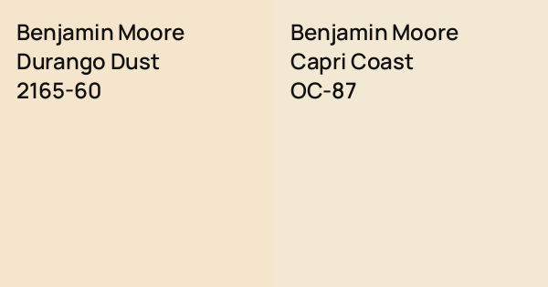 Benjamin Moore Durango Dust vs. Benjamin Moore Capri Coast comparison