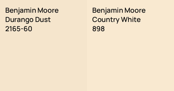 Benjamin Moore Durango Dust vs. Benjamin Moore Country White comparison