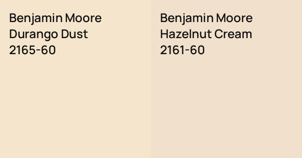 Benjamin Moore Durango Dust vs. Benjamin Moore Hazelnut Cream comparison