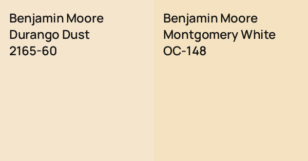 Benjamin Moore Durango Dust vs. Benjamin Moore Montgomery White comparison