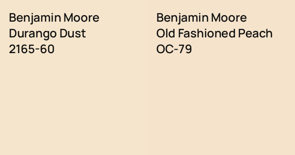 Benjamin Moore Durango Dust vs. Benjamin Moore Old Fashioned Peach ...