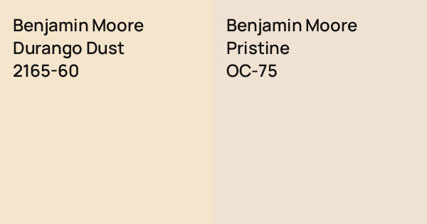 Benjamin Moore Durango Dust vs. Benjamin Moore Pristine comparison