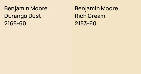 Benjamin Moore Durango Dust vs. Benjamin Moore Rich Cream comparison