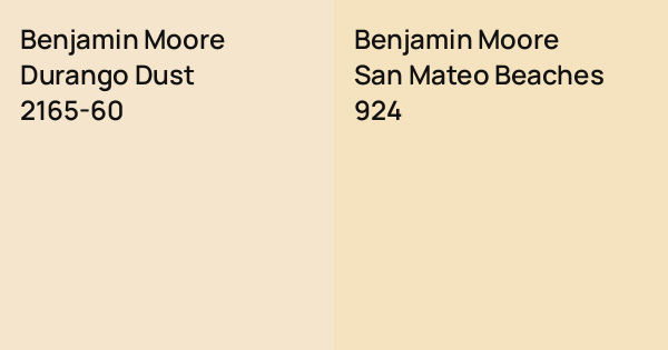 Benjamin Moore Durango Dust vs. Benjamin Moore San Mateo Beaches comparison